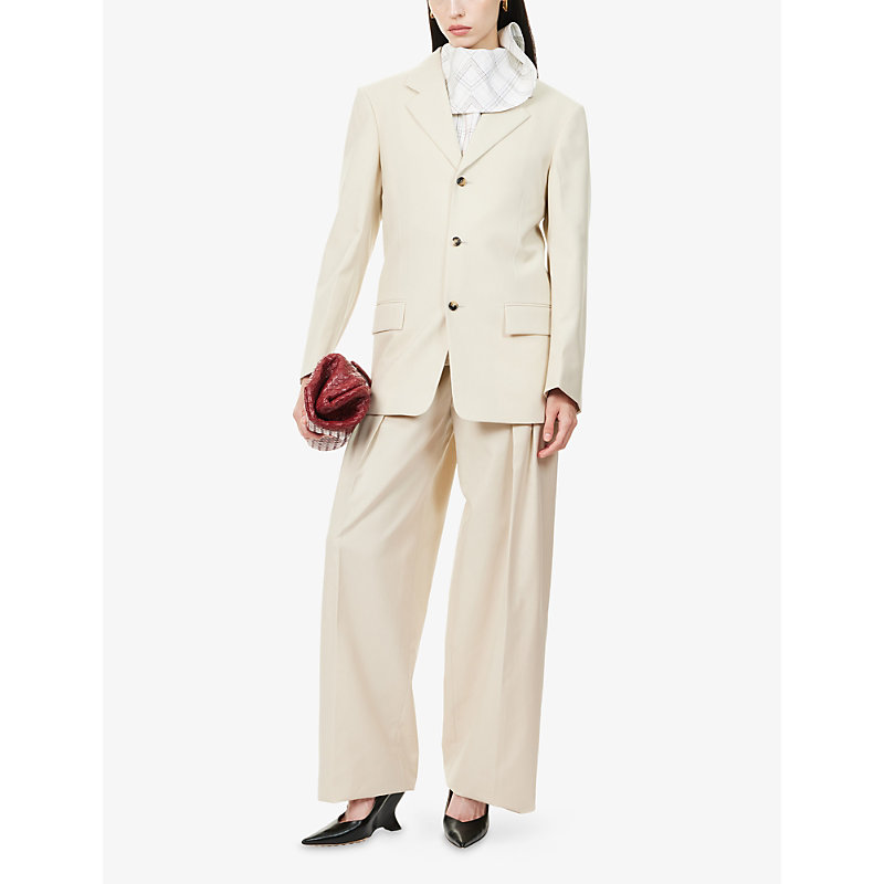 BOTTEGA VENETA Bottega Veneta Pinstripe Single-Breasted Wool and Cotton-Blend Blazer